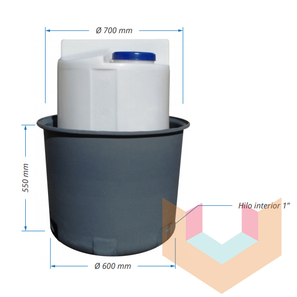 Cubeta Antiderrame Vertical 150 lts - Verkoper Spa